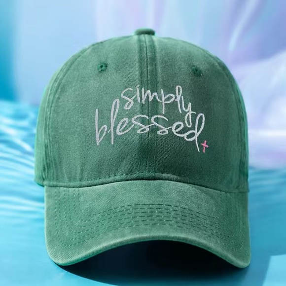 Accessories | Embroidery Simply Blessed Washed Hat Ajustable | Poshmark
